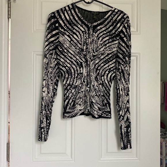 Cartise | Tops | Black And Wife Cartise Front Zip Satin And Sheer ...